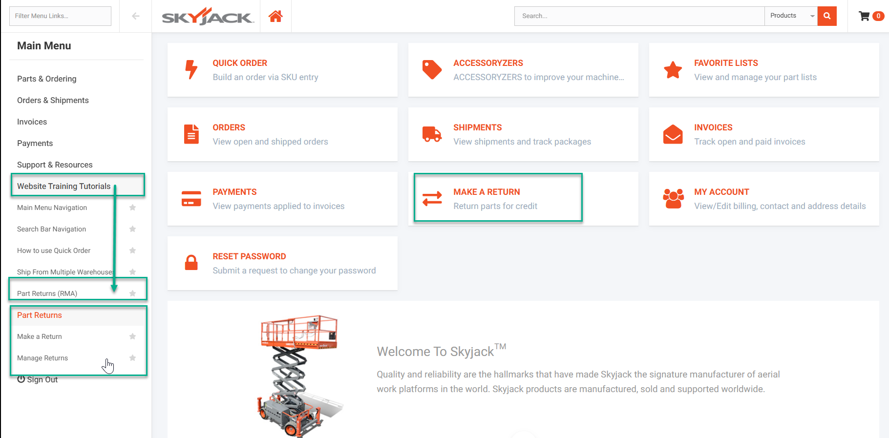 Skyjack Parts Support